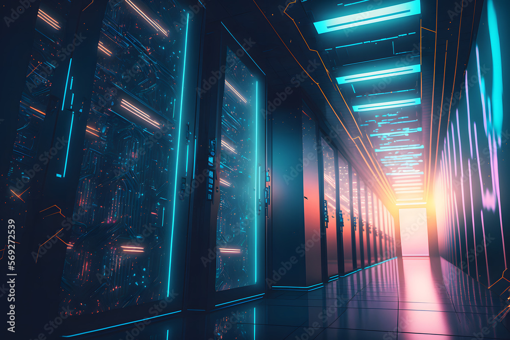 Server Racks In Computer Network Security Server Room Data Center Neural Network Generated Art