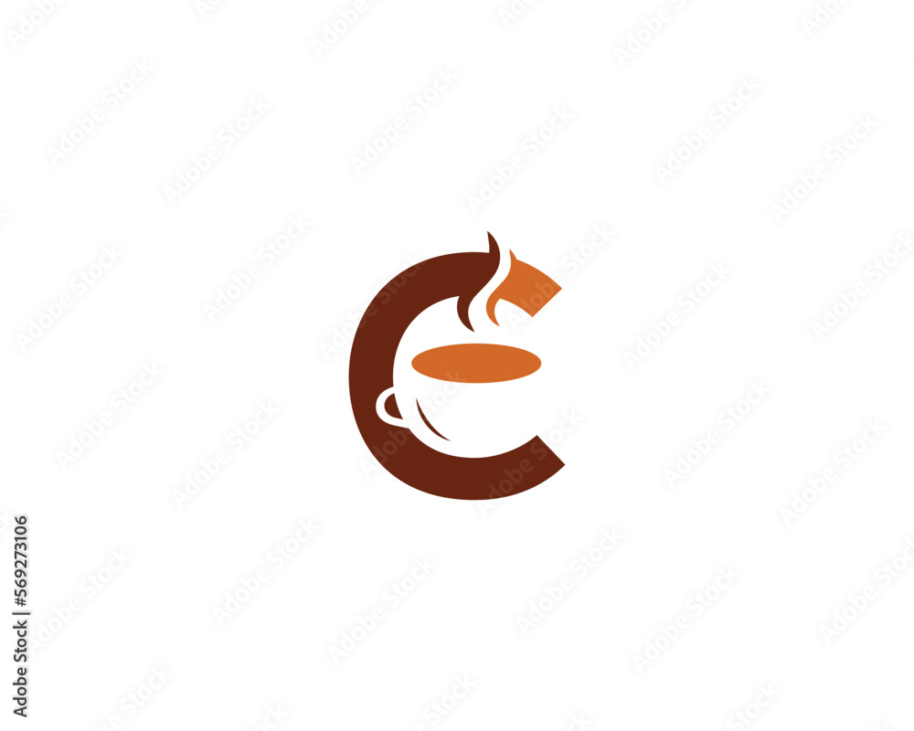 Letter C Coffee Shop Logo Design With Coffee Cup Symbol Vector Template ...