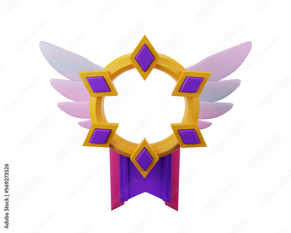 3D avatar frame, cartoon photo border render, game award fantasy badge ...