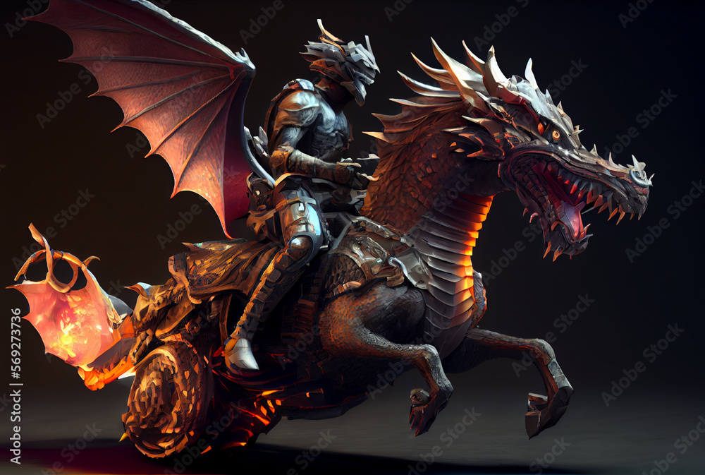 3d render, dragon rider, fantasy, epic, flying, mythical creature ...