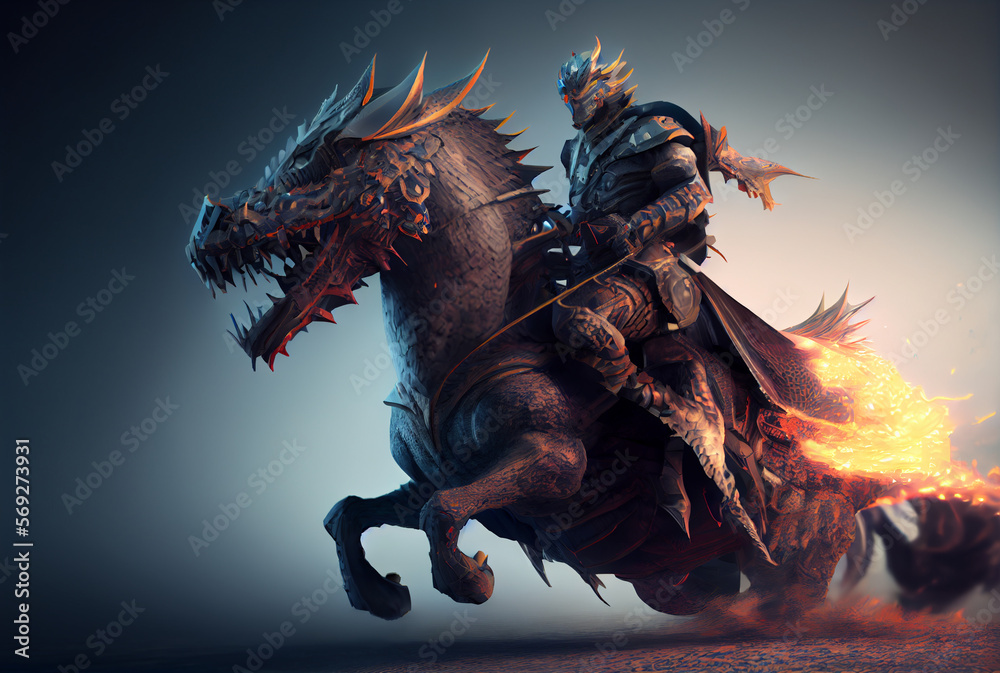 3d render, dragon rider, fantasy, epic, flying, mythical creature ...