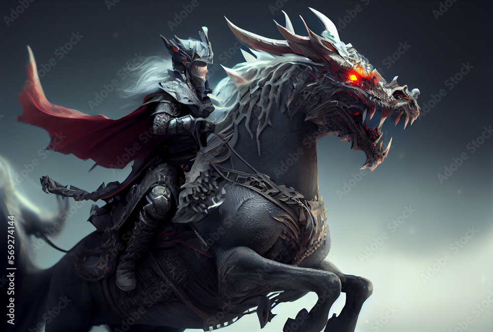 3d render, dragon rider, fantasy, epic, flying, mythical creature ...