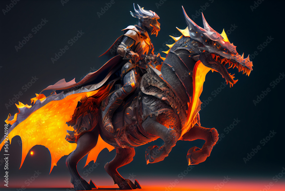 3d render, dragon rider, fantasy, epic, flying, mythical creature ...