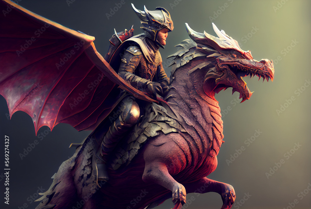 3d render, dragon rider, fantasy, epic, flying, mythical creature ...