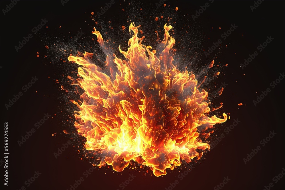 a fireball is in the air with a black background and a black background ...