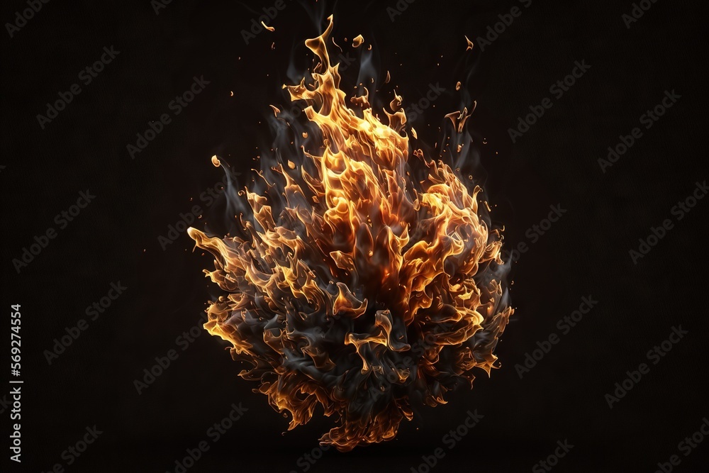 a fireball is shown in the middle of a black background with a black ...