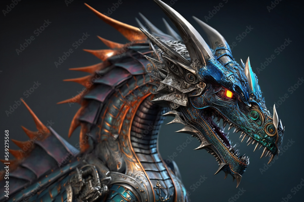 Robo Dragon - Mythology creature - fantasy illustration - wyvern ...