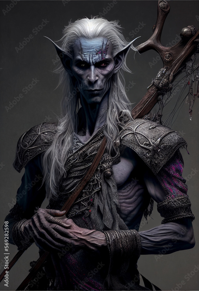 D&D elf character portrait for fantasy RPG, roleplaying games etc, post ...