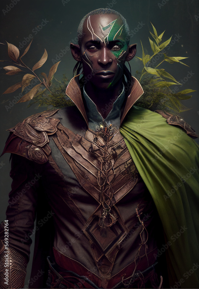 D&D elf character portrait for fantasy RPG, roleplaying games etc, post ...