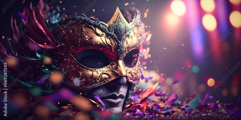 Carnival mask, banner, background, wallpaper, generative ai Stock ...
