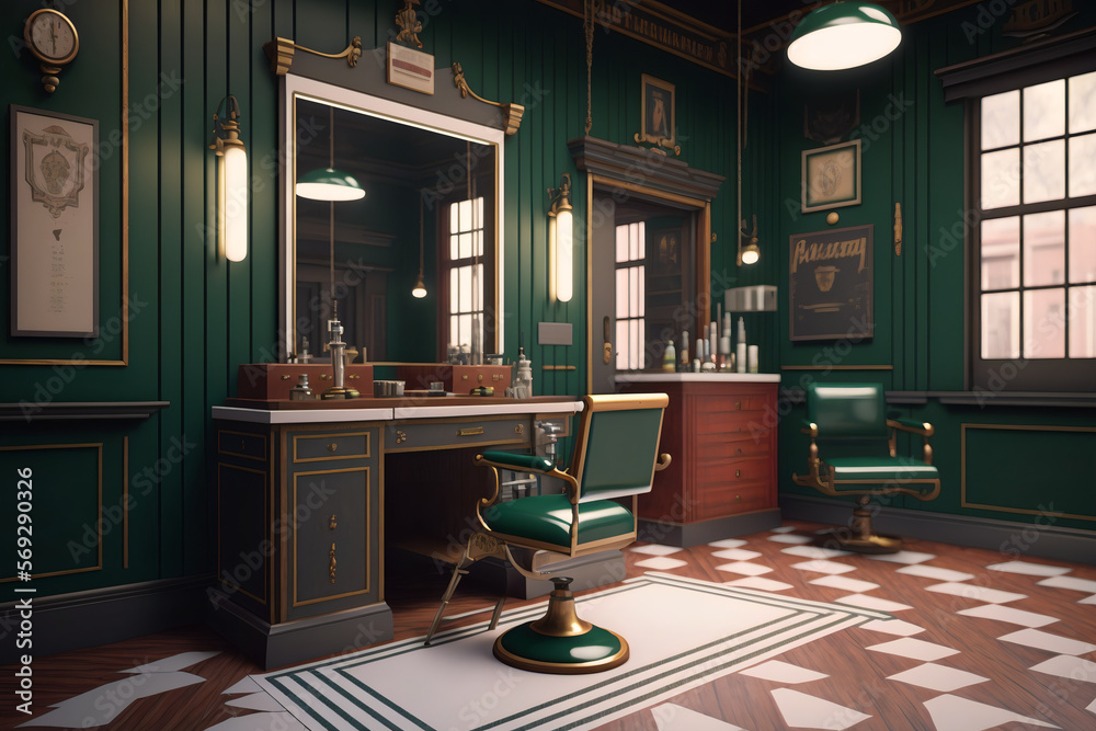 A vintage barbershop. With its rich color palette and timeless design ...