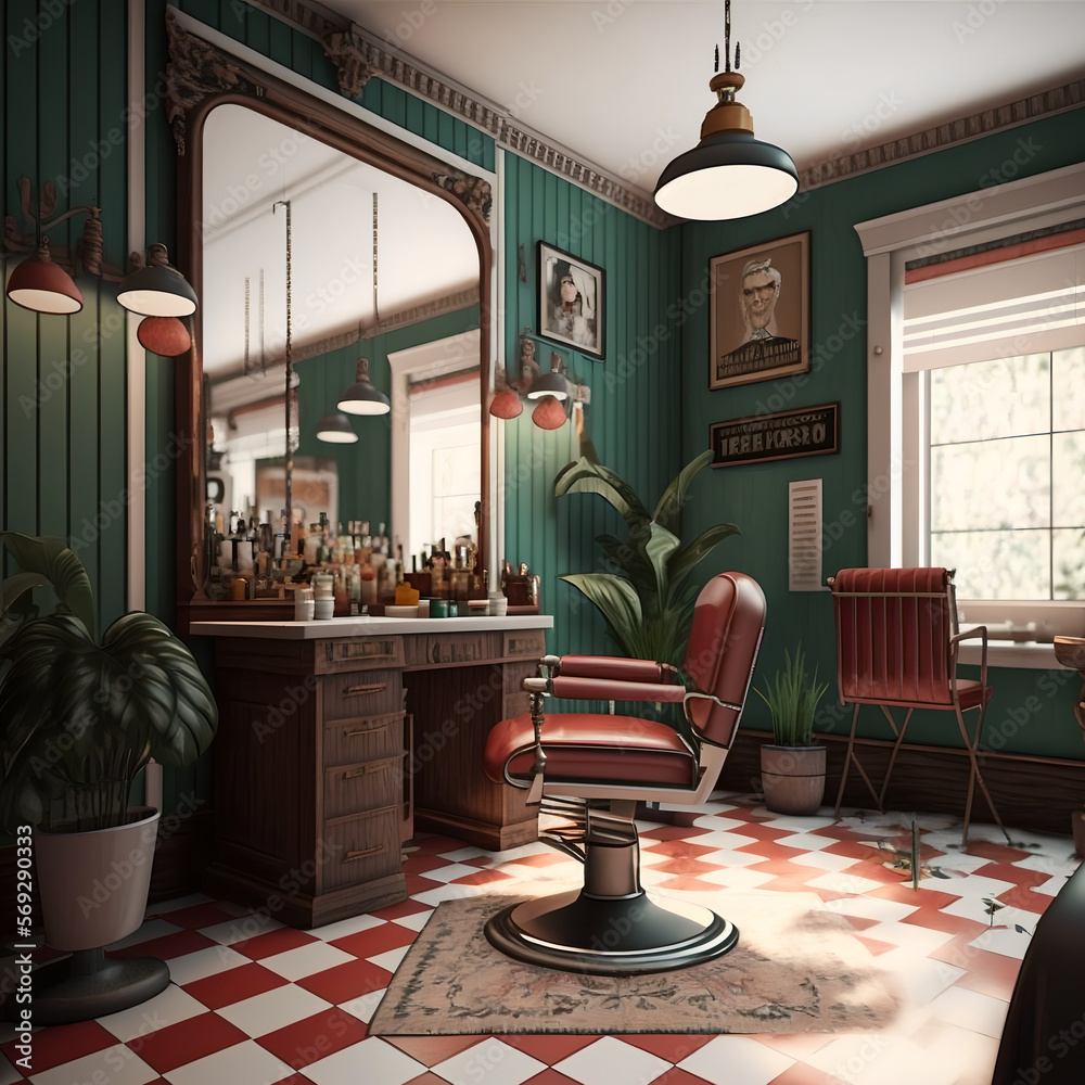 A vintage barbershop. With its rich color palette and timeless design ...