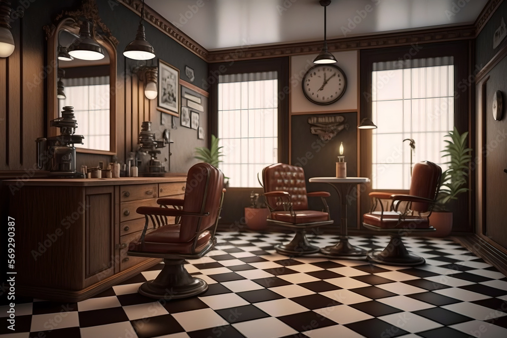 A vintage barbershop. With its rich color palette and timeless design ...