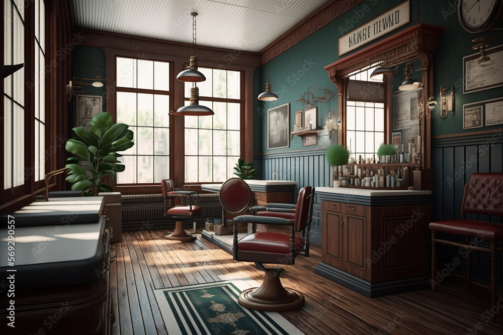 A vintage barbershop. With its rich color palette and timeless design ...