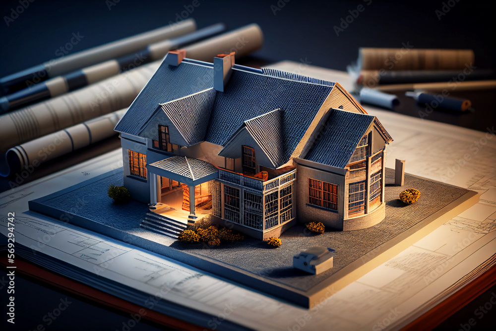 House project Construction. Family house design project. Luxury villa ...