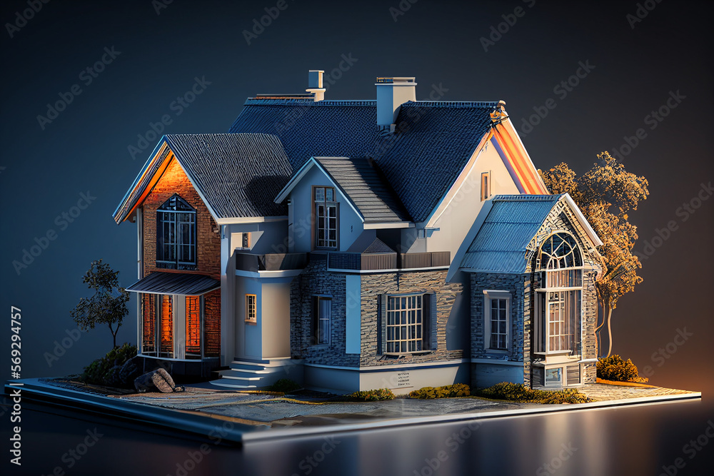 House project Construction. Family house design project. Luxury villa ...