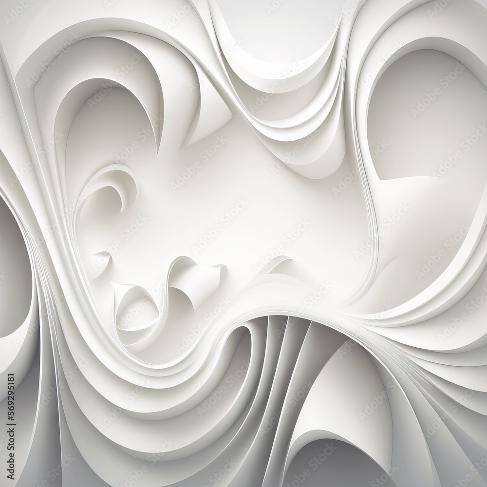 Ilustrace „ an abstract white background with wavy lines and curves in ...