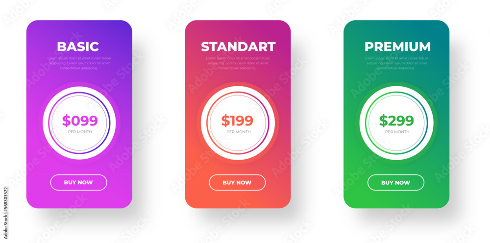 pricing table and pricing chart Price list vector template for web or ...