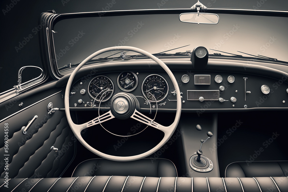 Realistic depiction of a car's interior, which is black and includes ...