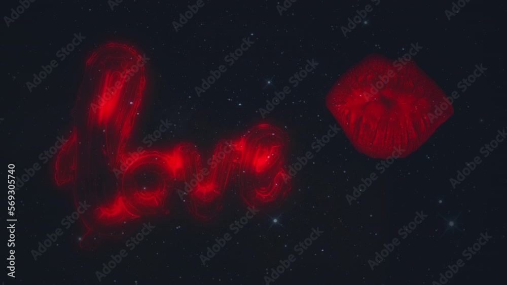 Vidéo Stock Love Balloon Space Mouth Kiss Female Lips Motion Background ...
