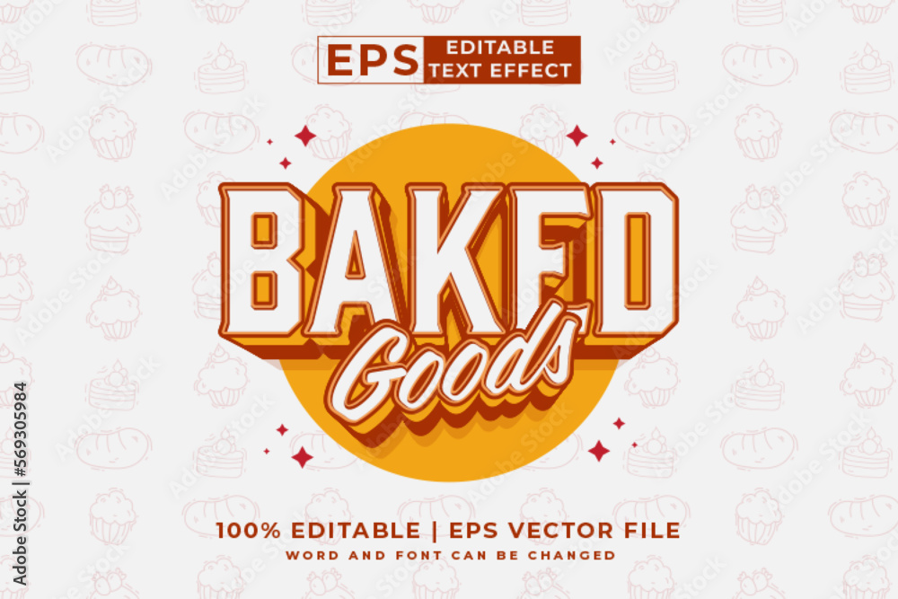 Editable text effect - Baked Goods 3d Cartoon template style premium ...