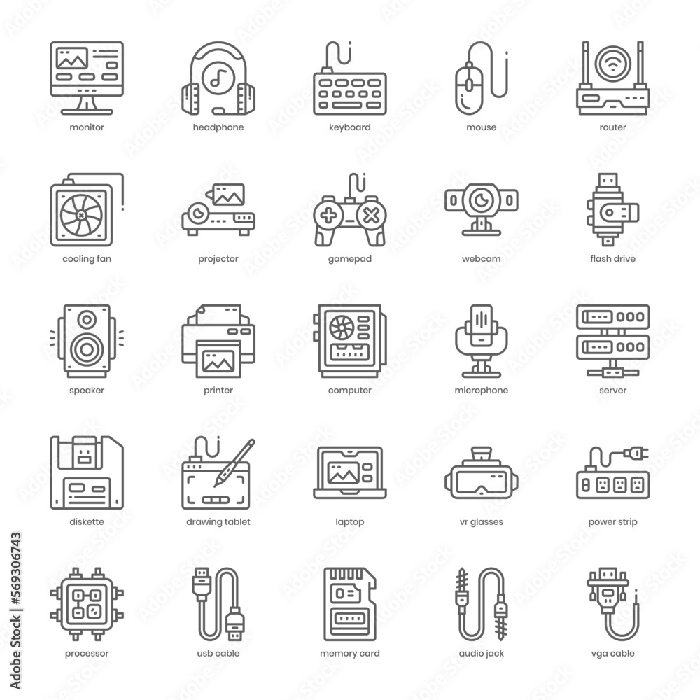 Computer and Hardware icon pack for your website design, logo, app, and user interface. Computer ...