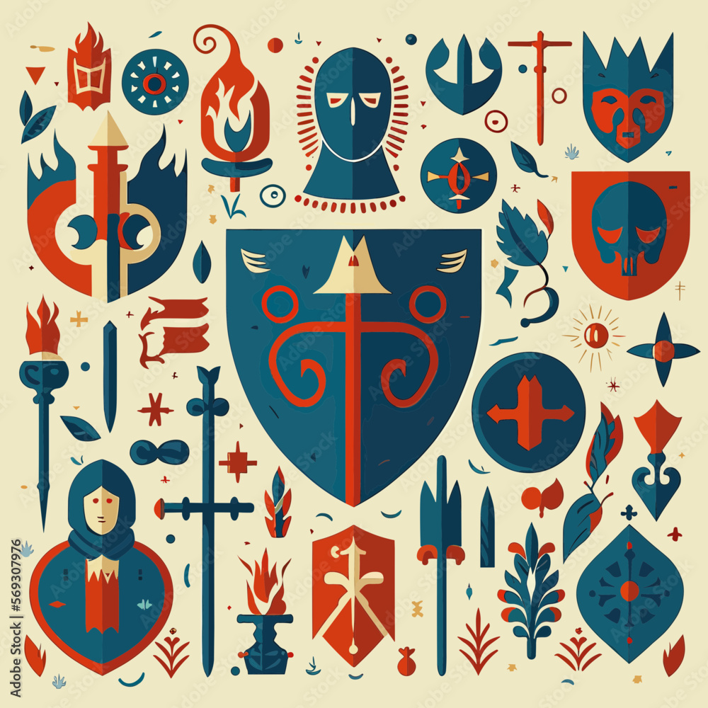 Set Of Medieval Symbols. Editable Vector Illustration Stock Vector ...