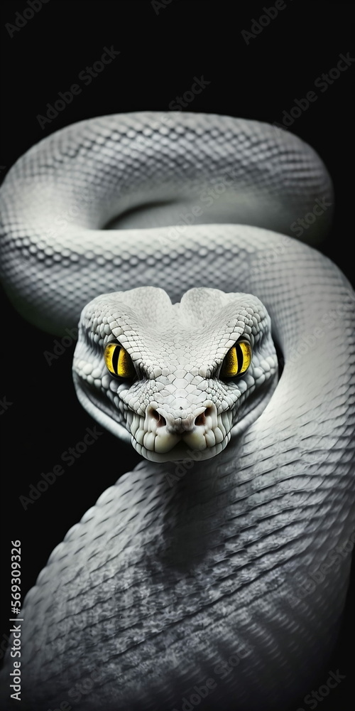 Viper snake coiled up with yellow eyes Stock Illustration | Adobe Stock