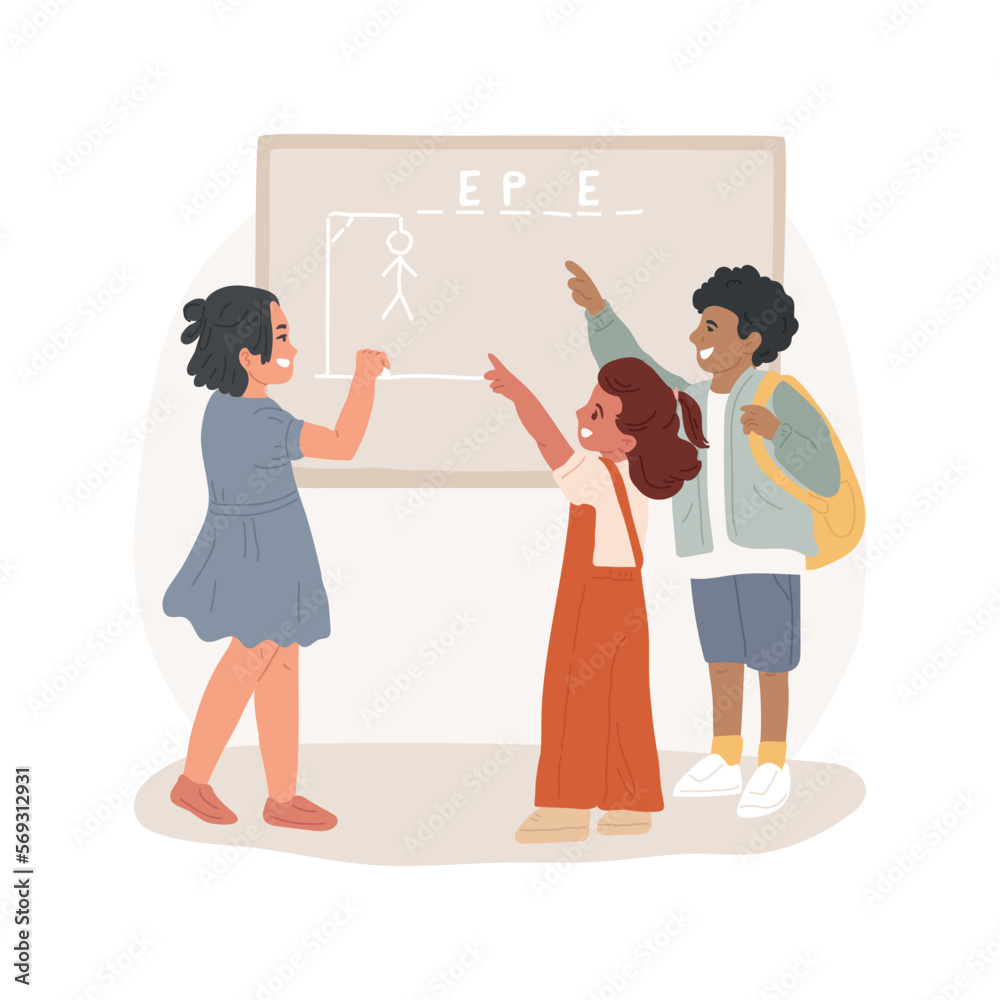 Hangman isolated cartoon vector illustration. Elementary school club ...