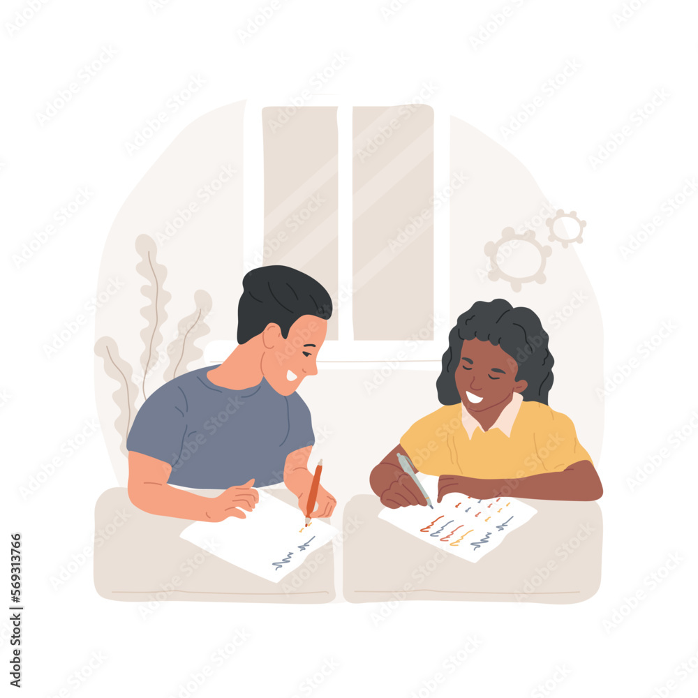 Cheating isolated cartoon vector illustration. Student peeking in ...