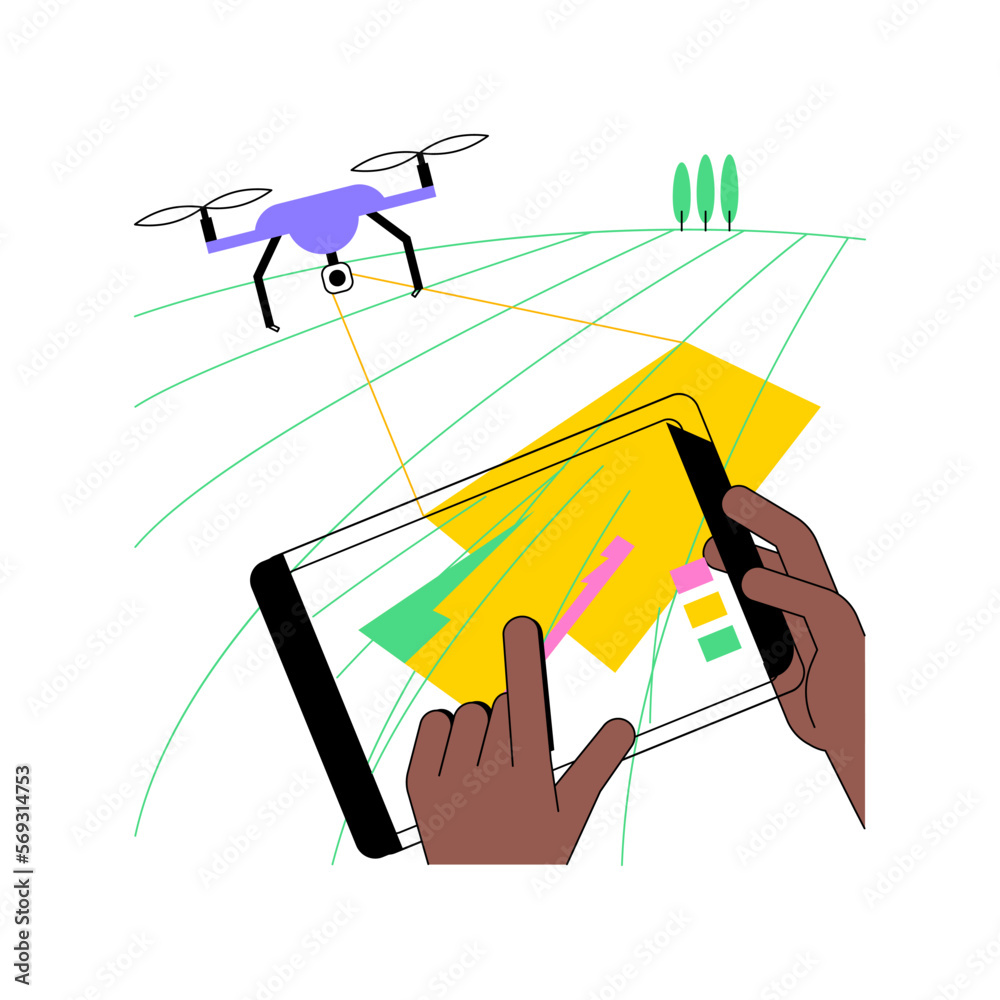 Aerial imagery drones isolated cartoon vector illustrations. Man with ...