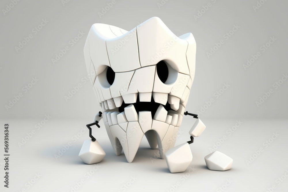 3D broken teeth, cracked teeth, tooth fractures. Mouth and teeth health ...
