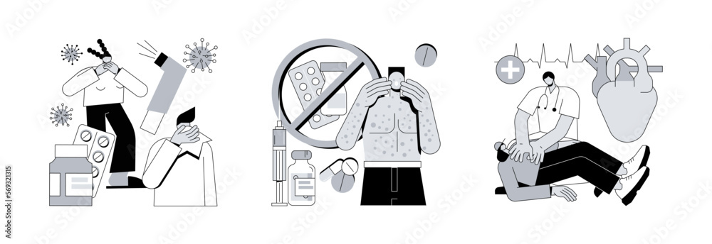 Allergic reaction abstract concept vector illustration set. Allergic ...