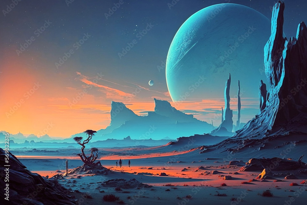 digital illustration of an alien planet landscape wallpaper with ...