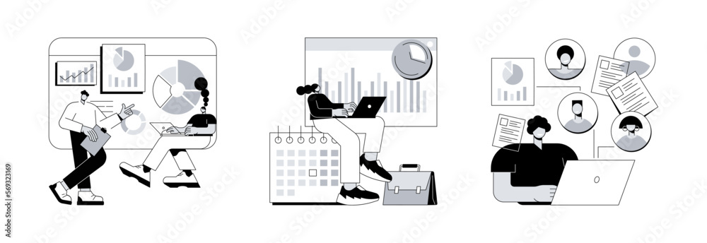 Business management abstract concept vector illustration set ...