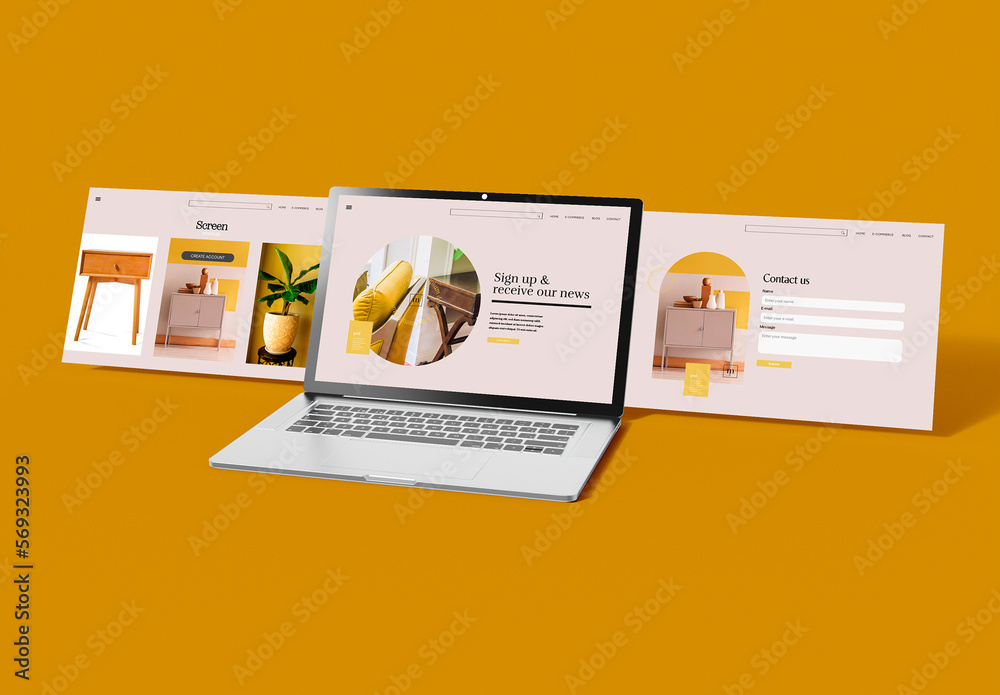 Laptop Web Screen Mockup Stock Template | Adobe Stock