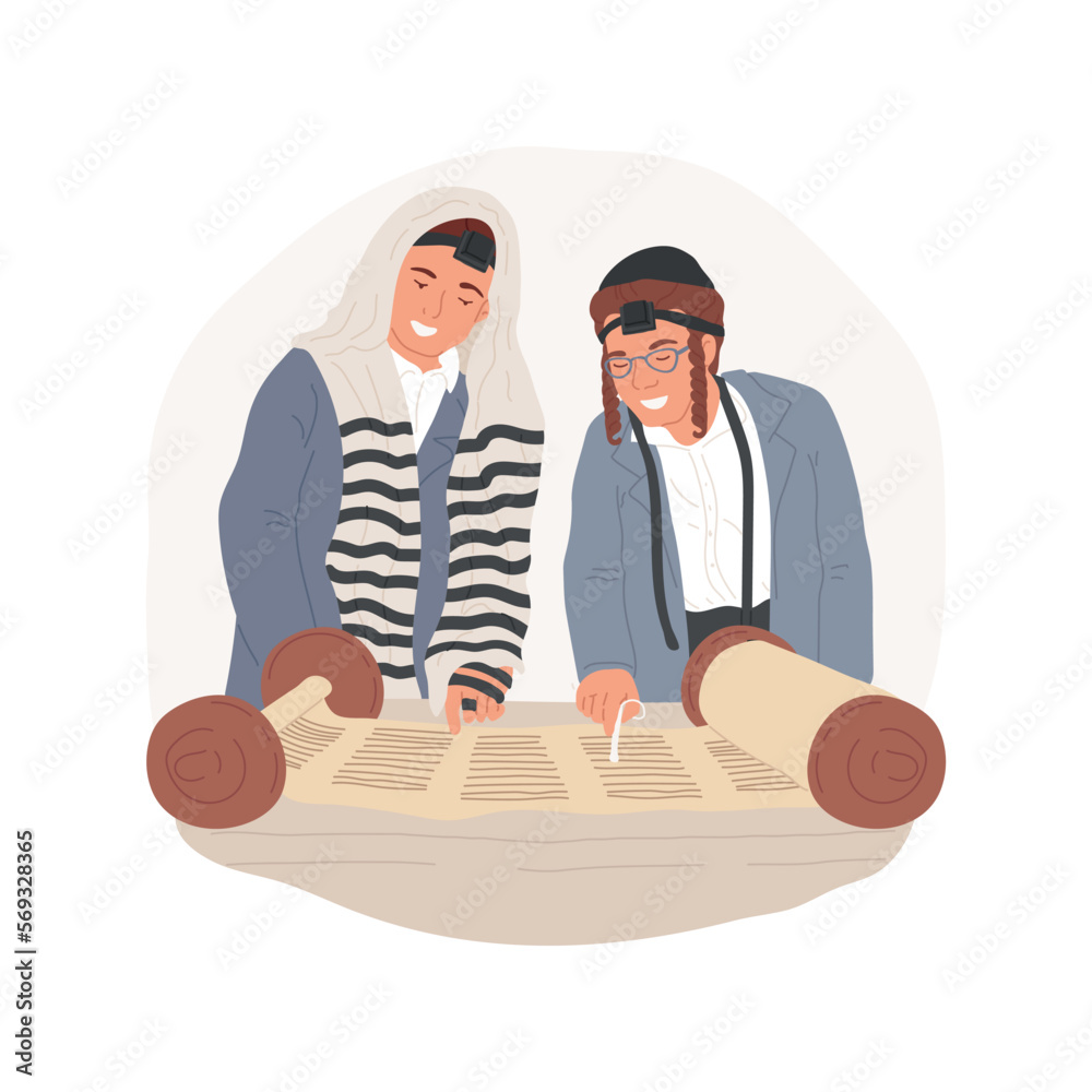 Torah reading isolated cartoon vector illustration. Jewish people ...