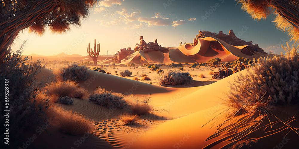 futuristic desert landscape in panorama format created with Generative ...