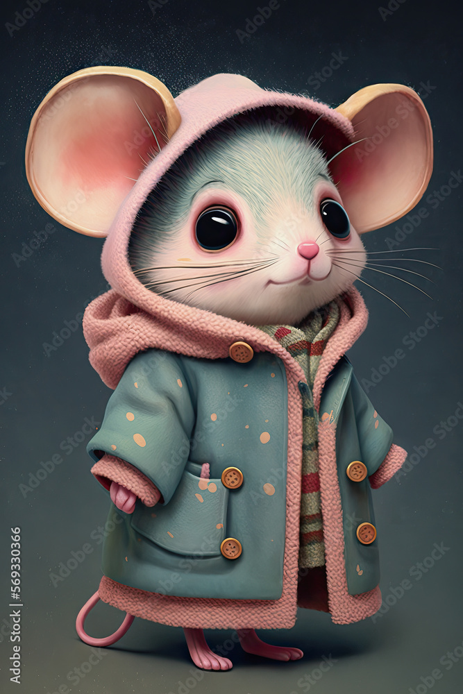 cute mouse wearing a pastel colored coat, ai generative midjourney ...