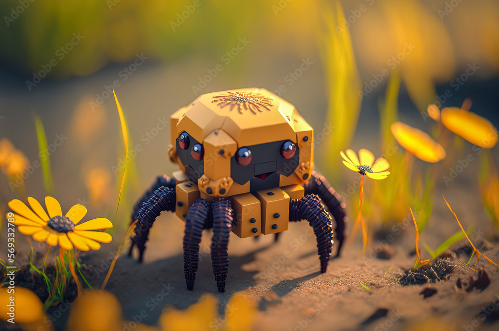 Spider, animals made of 3d cubes, voxel illustration for video games or ...