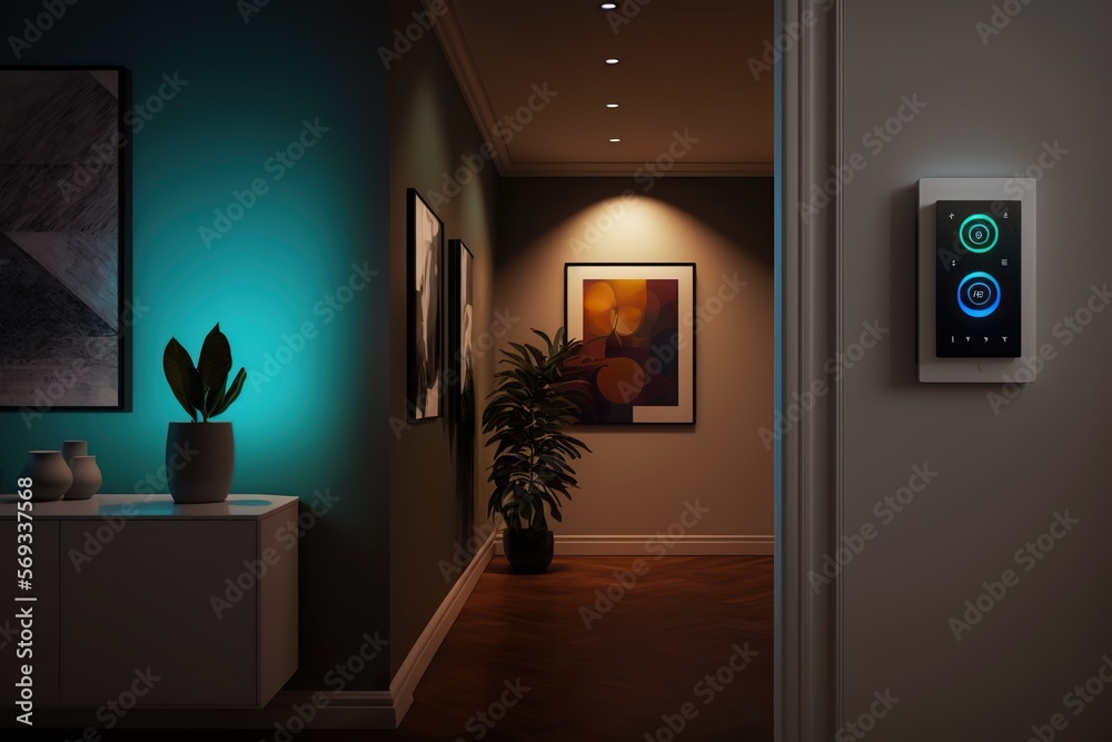 Modern-looking home with smart speakers lights and thermostat all ...