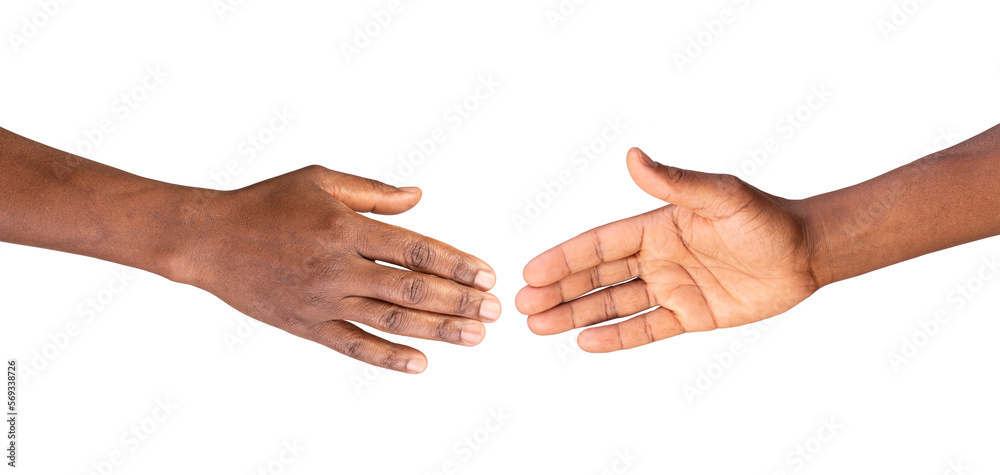 Men stretching hands for handshake isolated on a white or transparent ...