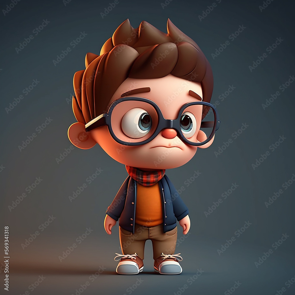 Sad 3d Cartoon Boy