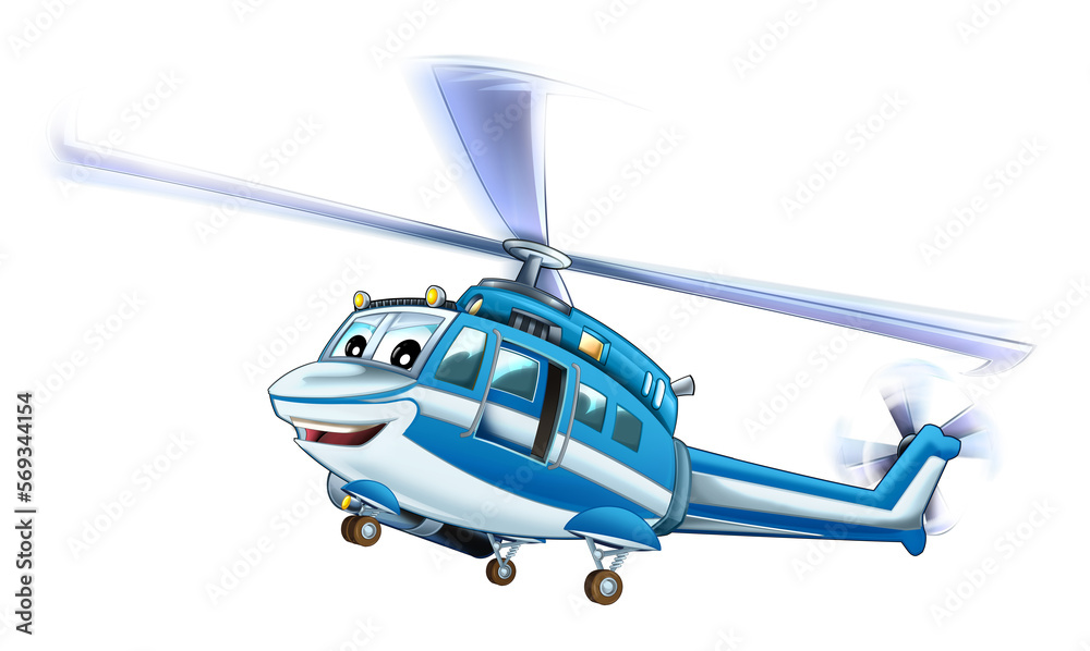 Cartoon police helicopter flying on duty illustration for children ...