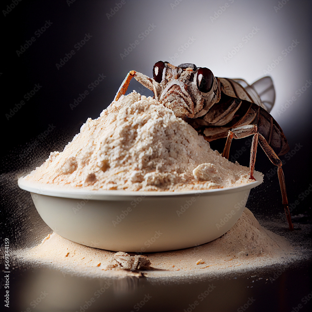 Cricket insect with flour, source for high protein, entomophagy food ...