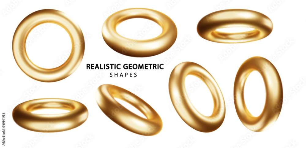 Poster Gold torus shapes set isolated on white background PNG – Wall ...