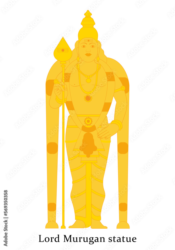 Vector illustration of Lord Murugan statue in Batu cave , Malaysia ...