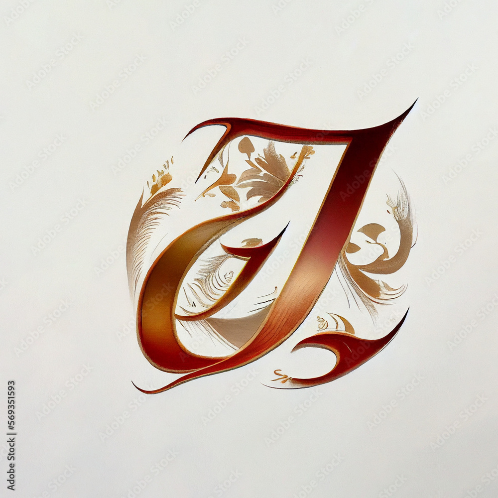 The beauty of letter J in an Asian calligraphy style Stock Illustration ...