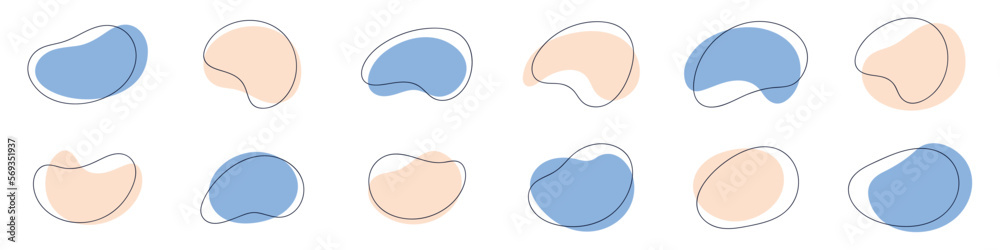 Abstract organic shapes collection. Set of dynamic blobs figure ...