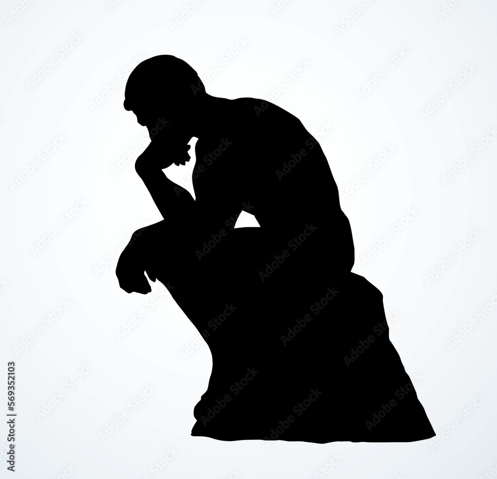 Vector drawing. Sculpture of a male thinker Stock Vector | Adobe Stock